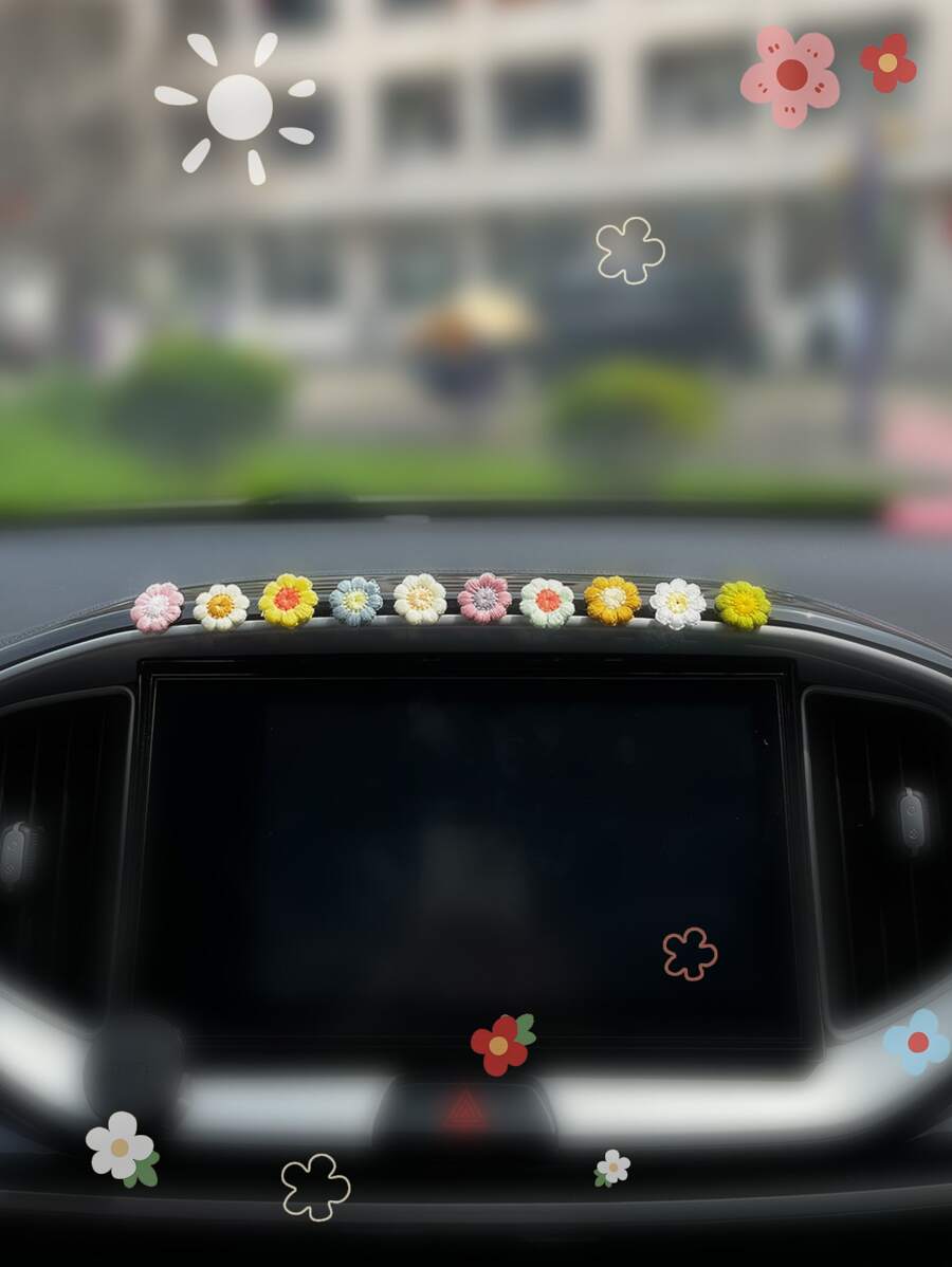 10pcs Flower Shaped Fabric Car Interior Sticker | SHEIN USA