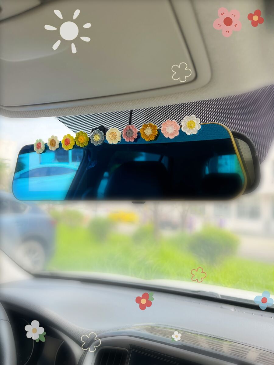 10pcs Flower Shaped Fabric Car Interior Sticker | SHEIN USA