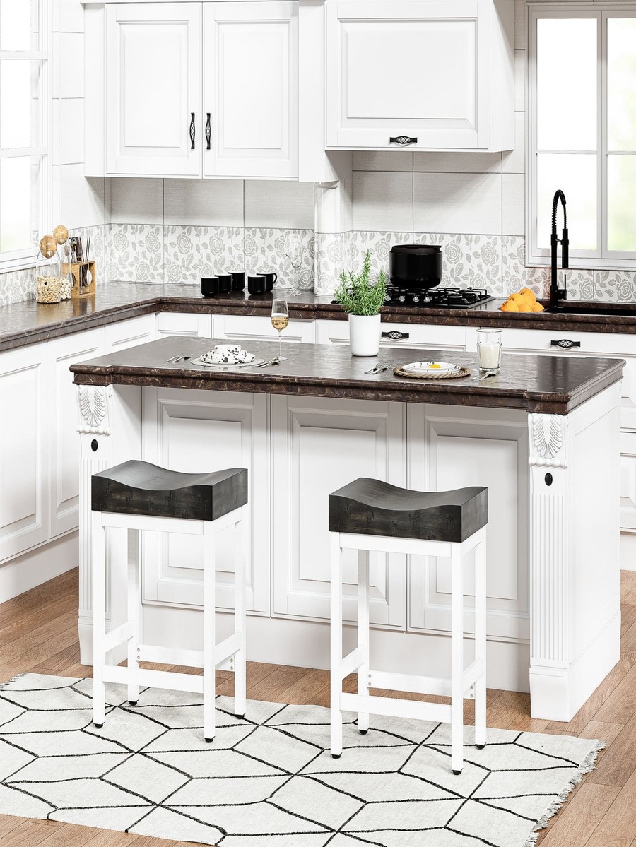 Bar Stools Set Of 2, Counter Height Stools, 25 Inch Saddle Bar Stool ...