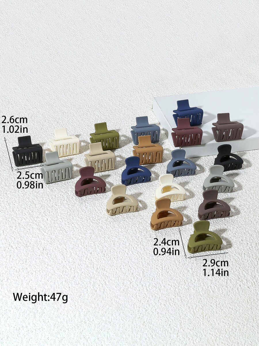 20pcs/Set Solid Color Rectangular & Half Circle Shaped Hair Clips ...