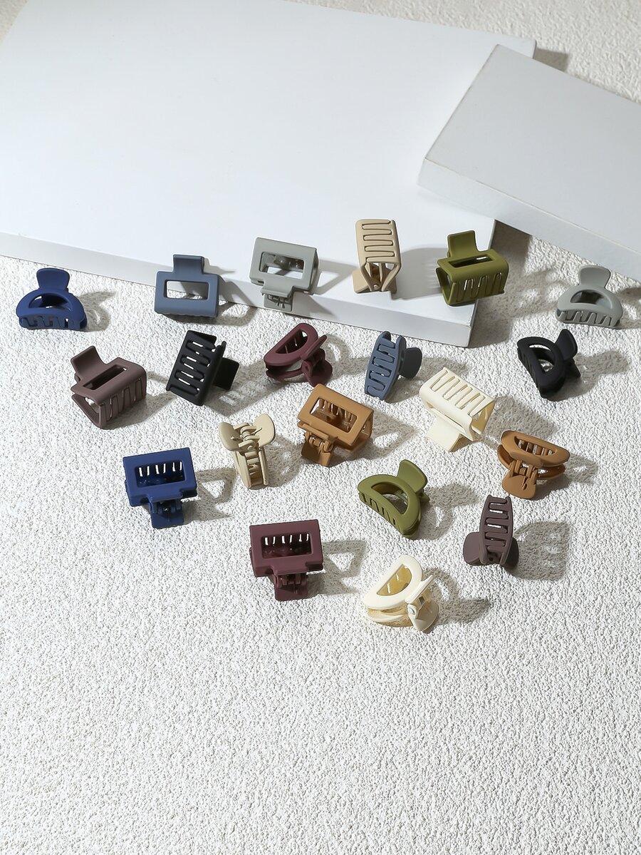 20pcs/Set Solid Color Rectangular & Half Circle Shaped Hair Clips ...