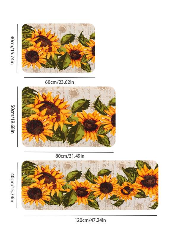 1pc Sunflower Print Kitchen Rug | SHEIN USA