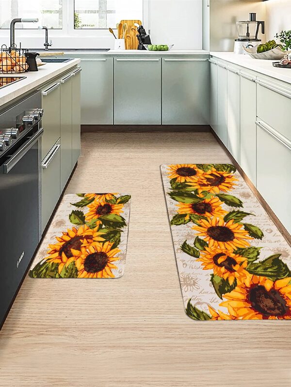1pc Sunflower Print Kitchen Rug | SHEIN USA