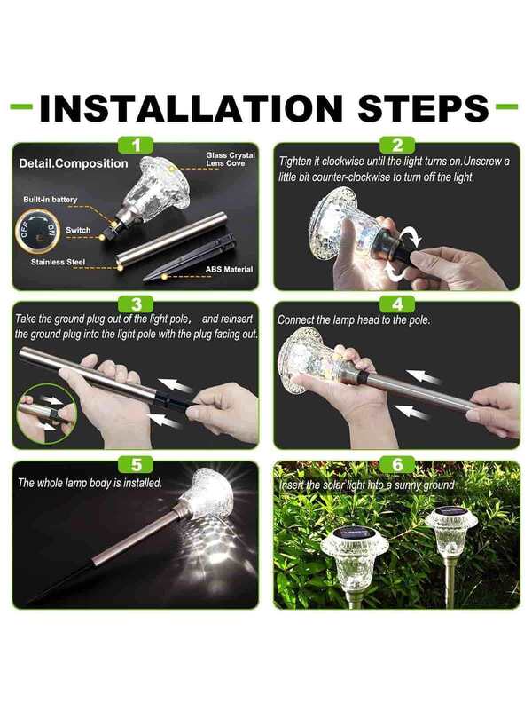 4 Pack Solar Pathway Lights, Solar Garden Lights Outdoor White ...