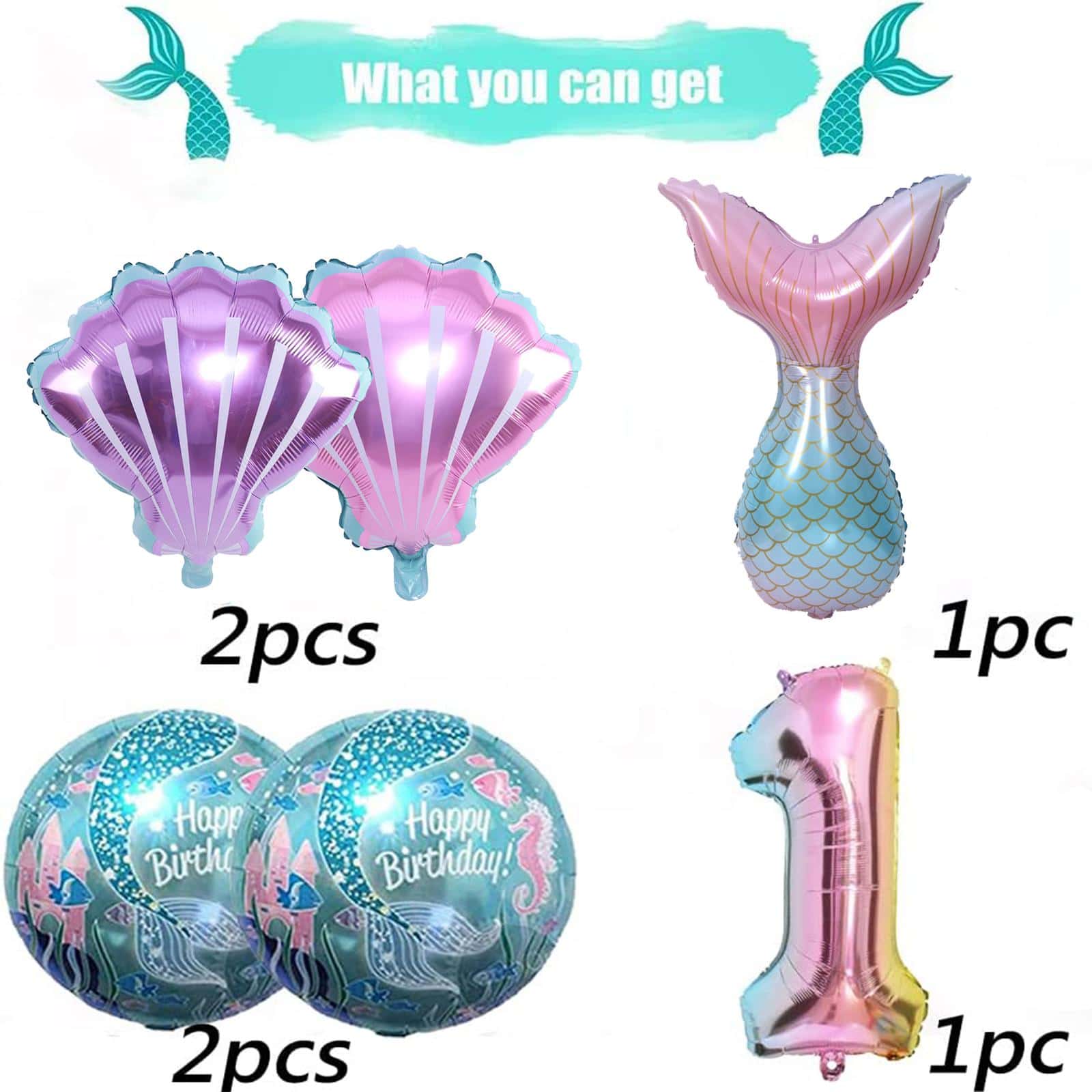 Mermaid Balloons Kit Number Ocean Theme Balloon Mermaid Tail Balloons ...