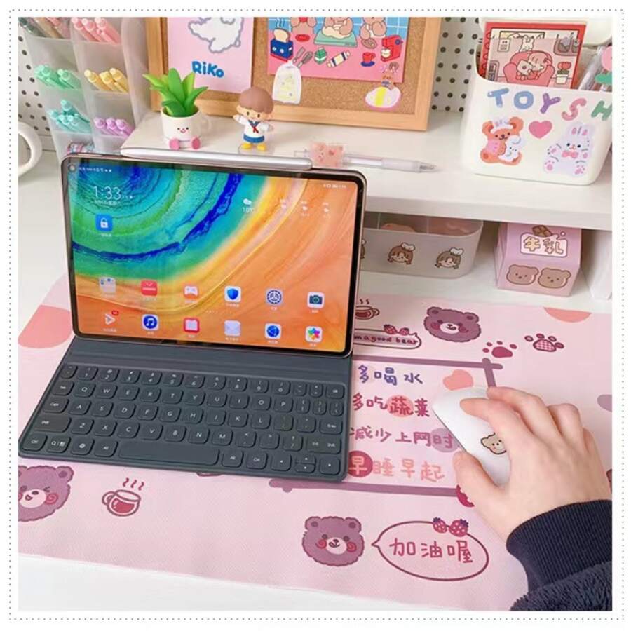 Strawberry Bunny Cartoon Cute Bear & Bunny Desk Pad For Student ...