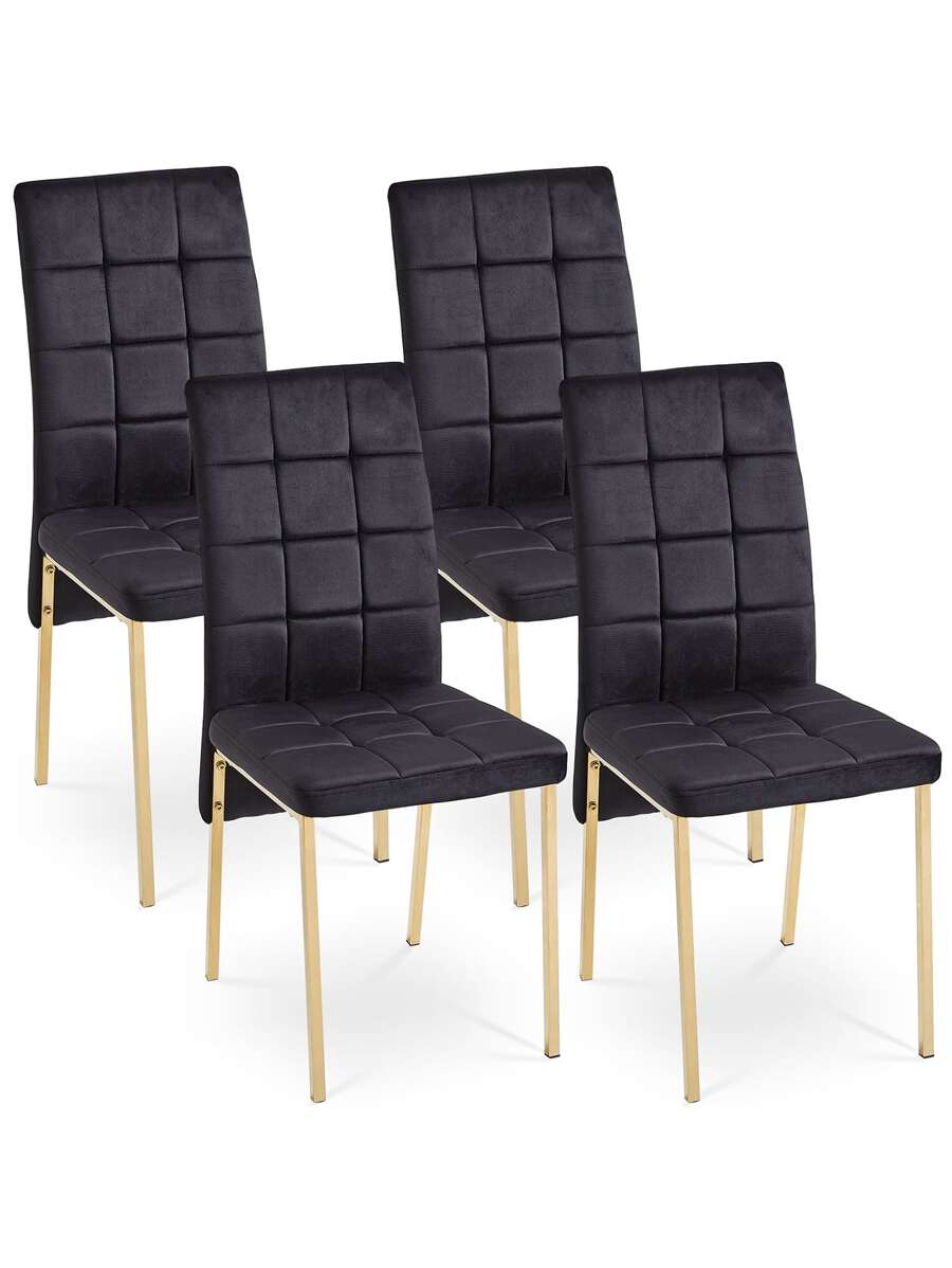 Upholstered Velvet Dining Chairs Classic Kitchen High Back Chairs Set ...
