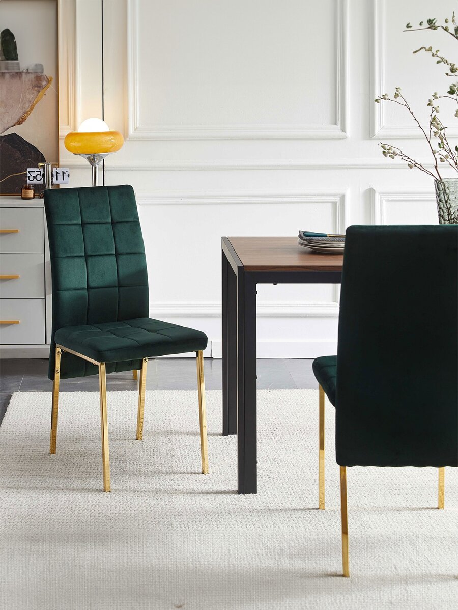 Upholstered Velvet Dining Chairs Classic Kitchen High Back Chairs Set ...