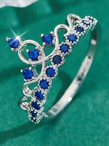 1pc Gorgeous, Fashionable, Versatile, Crown Shaped Cubic Zirconia Ring ...