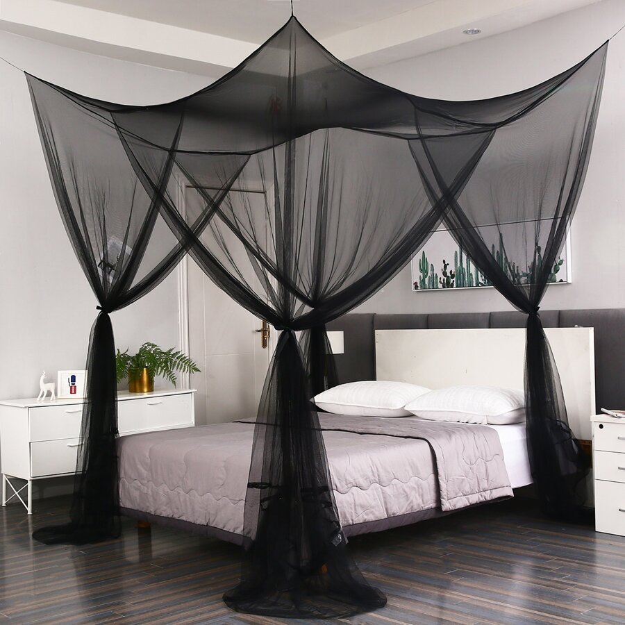 4 Corner Canopy Bed Curtain, Elegant Bed Canopy Curtain, Princess 4 ...