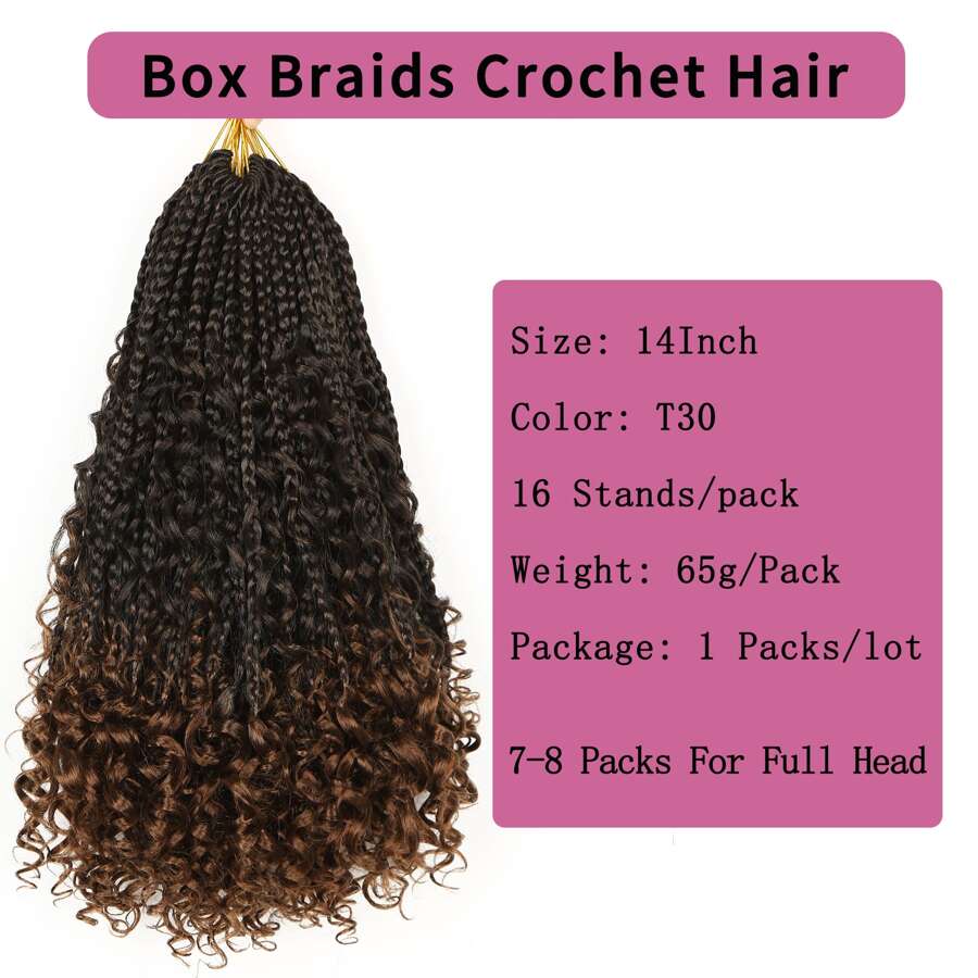 1 Pack Bohemian Goddess Box Braids Crochet Hair Extensions, 14 Inches ...