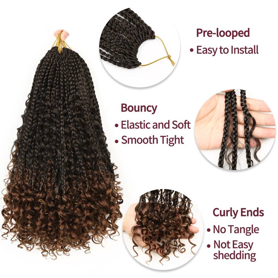 1 Pack Bohemian Goddess Box Braids Crochet Hair Extensions, 14 Inches ...