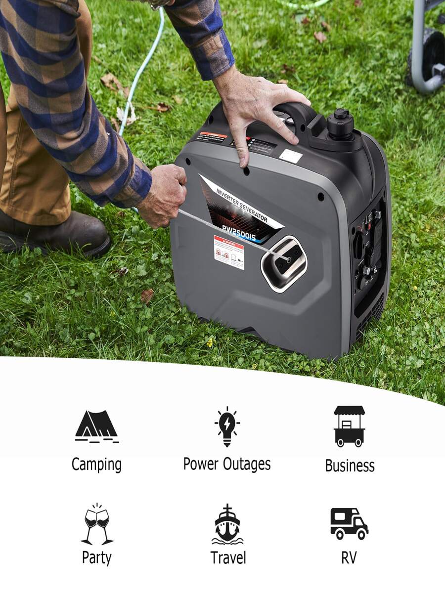 Portable Inverter Generator, 2000W Ultra Quiet Gas Engine with CO ...