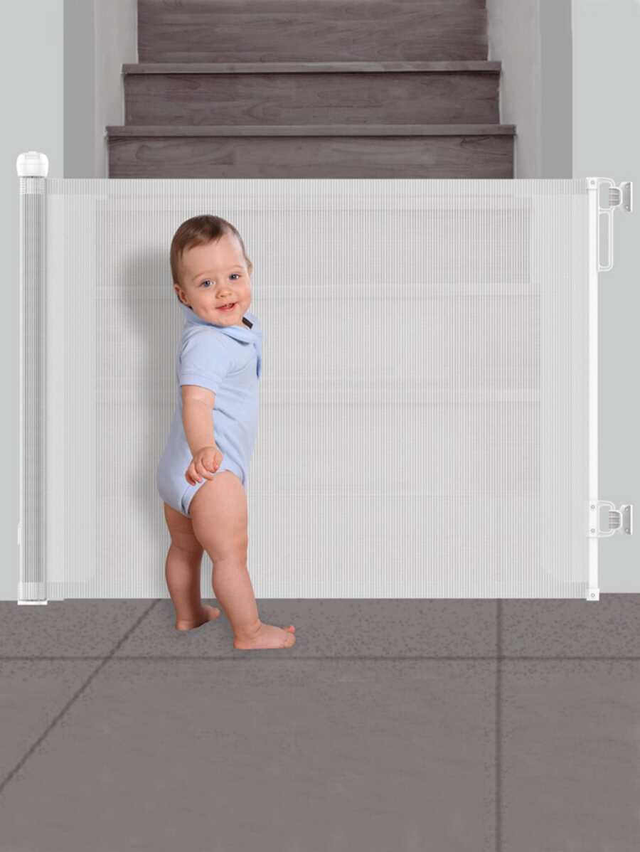 1pc Grey Retractable Child Stair Protection, 140cm Safety Baby Gate ...