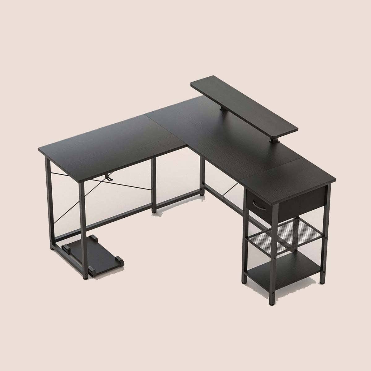 L Shaped Desk , Reversible L-Shaped Corner Computer Desk With Storage ...