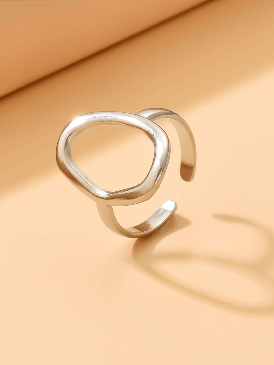 1pc Vintage Asymmetrical Texture Stainless Steel Ring For Men And Women ...