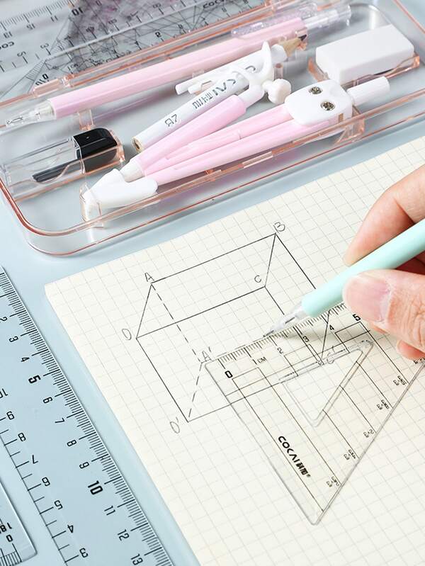 Mathematical Tool Set, 8 Pieces Including Ruler, Drafting Compass ...