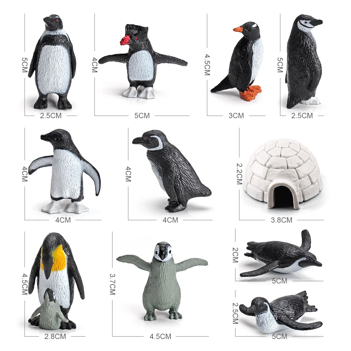 11pcs/Set Antarctic Animal Penguin Simulation Model Set , Includes Baby ...