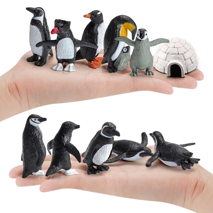 11pcs/Set Antarctic Animal Penguin Simulation Model Set , Includes Baby ...