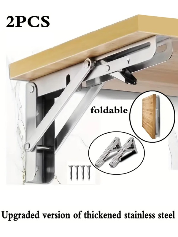 2pcs Folding Shelf Bracket, 10-inch Heavy Duty Floating Triangle Shelf ...