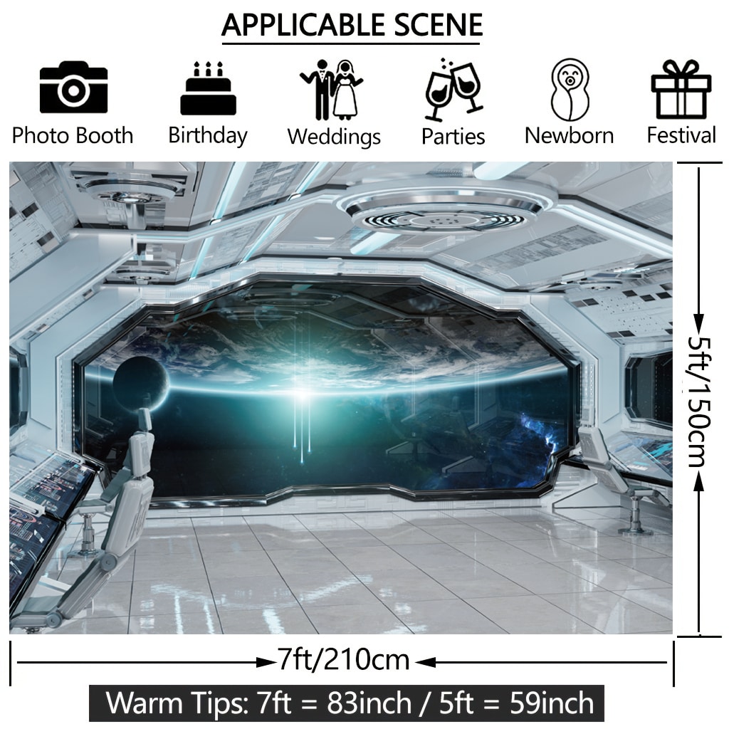 7x5ft Spaceship Interior Backdrop Universe Galaxy Outer Space Station ...