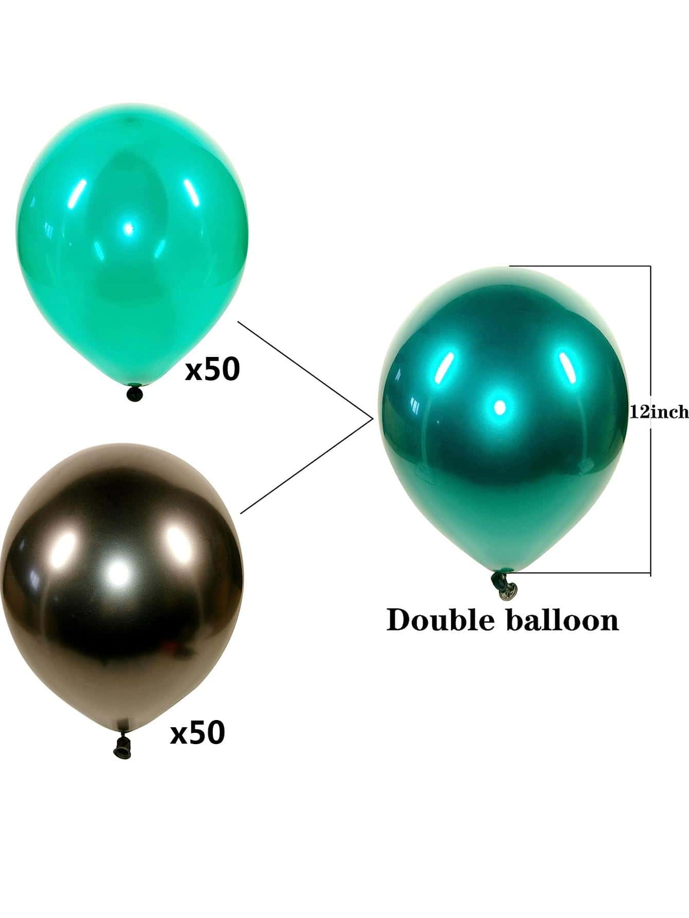 100pcs/pack Dual-colored Metallic & Deep Green Double Layer Latex ...