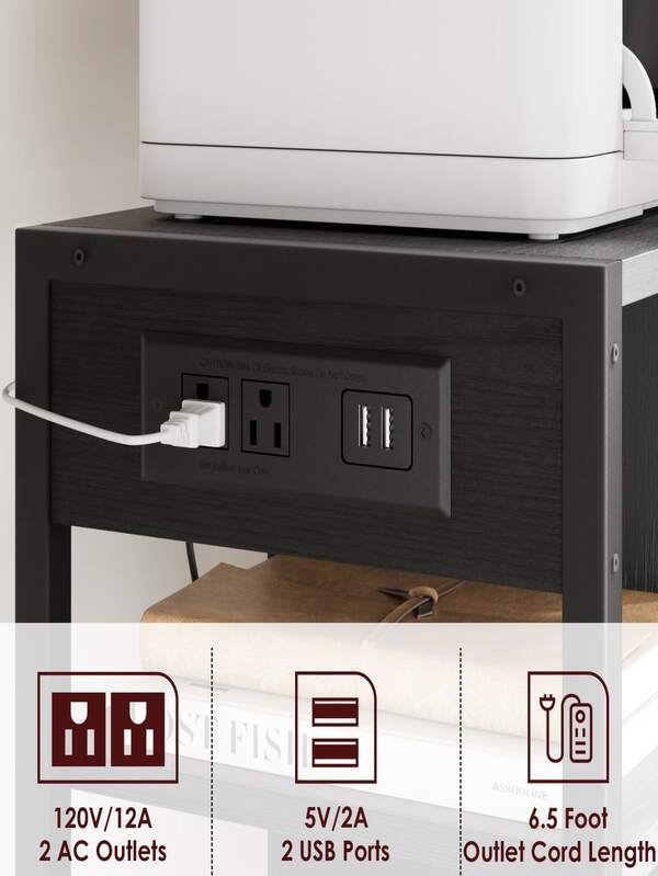 Printer Table with Charging Station, Home Office Desktop Printer Stand ...