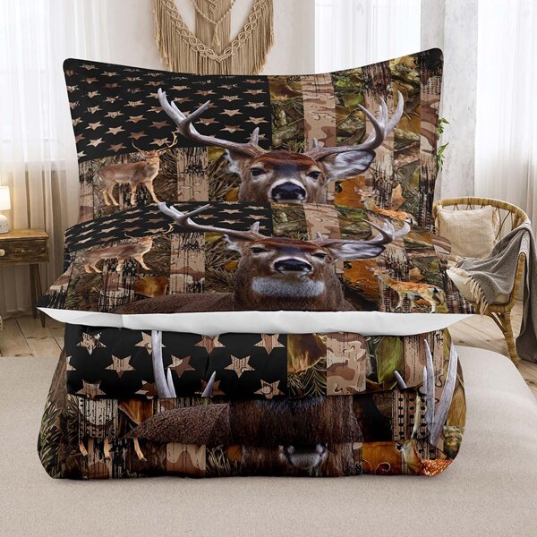 Camo Deer Bedding Set Queen Size for Boys Girls Kids Teens American ...