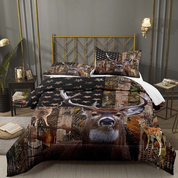 Camo Deer Bedding Set Queen Size for Boys Girls Kids Teens American ...