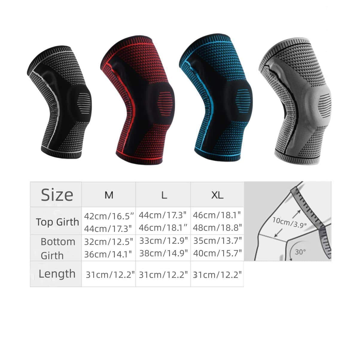 Professional Knee Brace, Compression Knee Sleeve With Patella Gel Pad ...