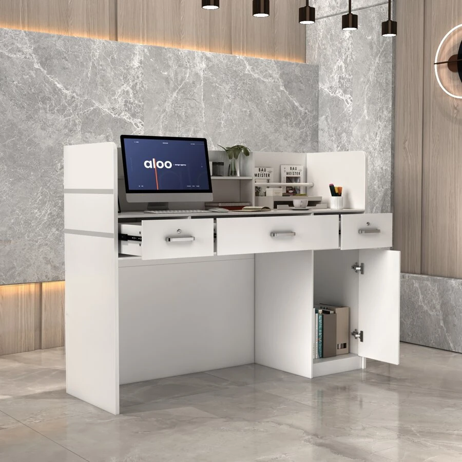 ECACAD Reception Desk Counter With Lockable Drawers | SHEIN USA