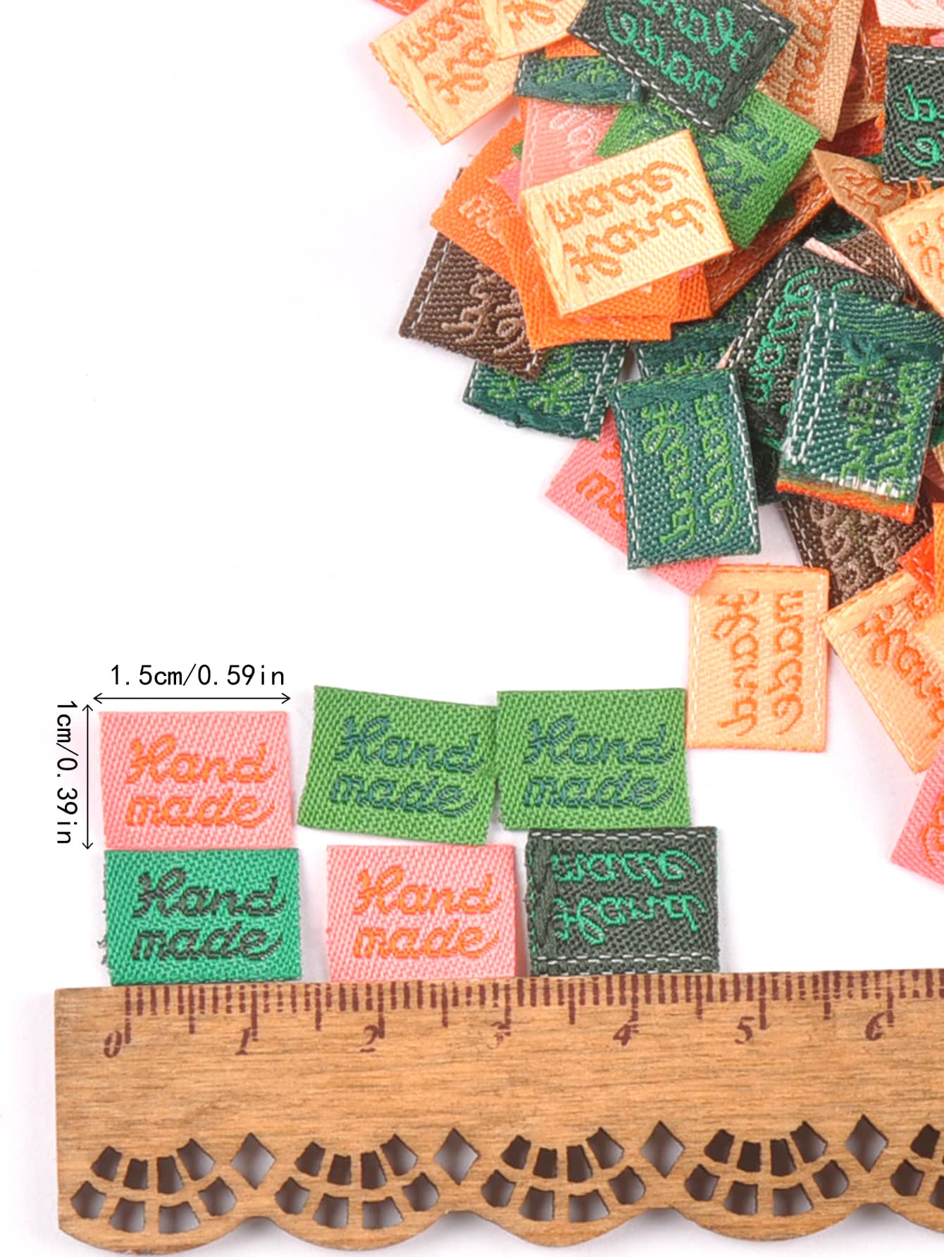 100pcs 1.5*1cm Multicolor Mini Size Hand Made Letter Tag Clothing Label ...