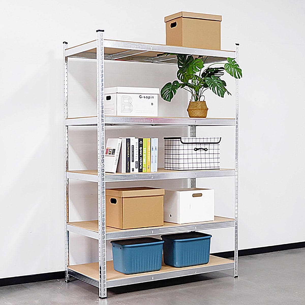 5-Tier Utility Shelves, Metal Storage Shelves Garage Shelving Unit ...