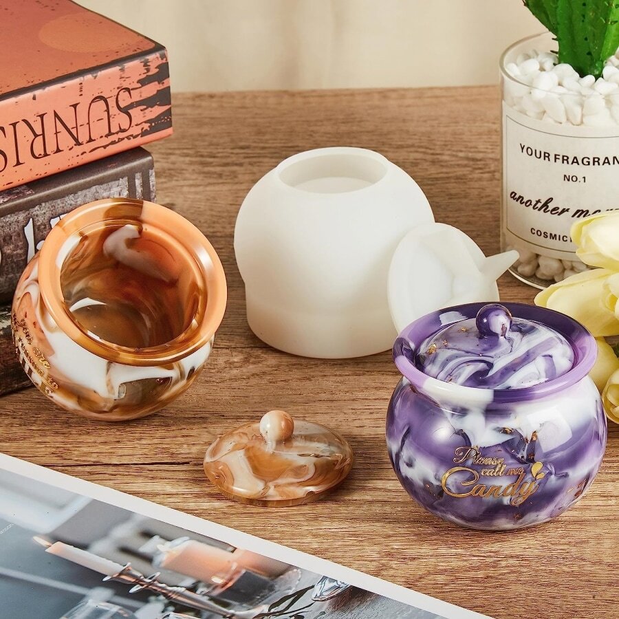 Jar Resin Mold, Lidded Jar Silicone Mold, Epoxy Resin Casting Mold ...