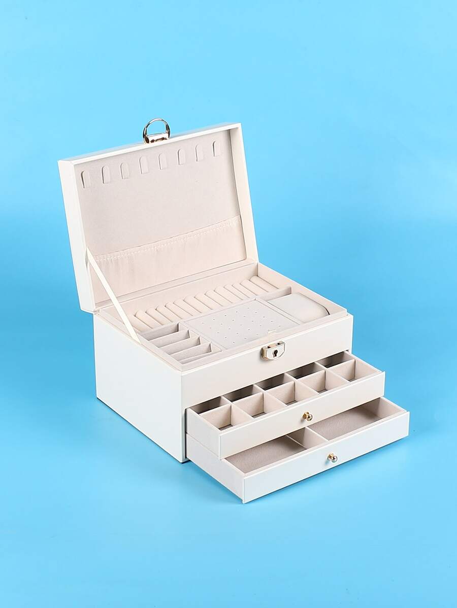 3-tier Lockable Jewelry Box With Drawers For Storage And Displaying ...