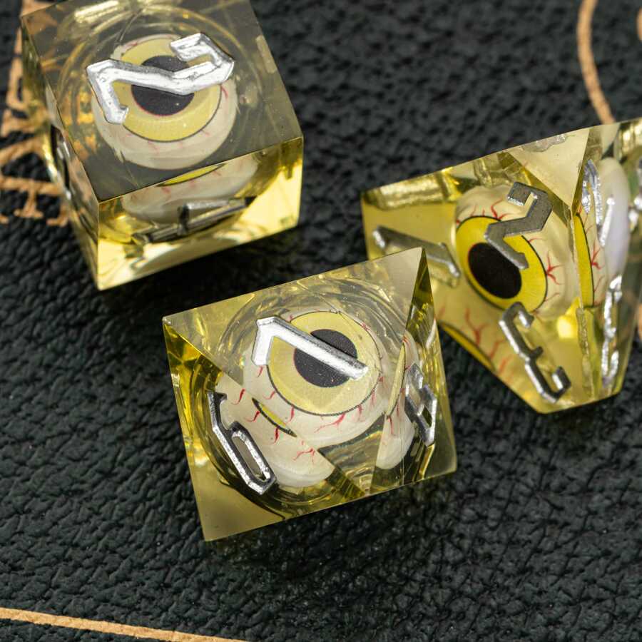 Cusdie 7-Die Liquid Core Eye Dice Handmade D&D Dice, D&D Dice Set Sharp ...