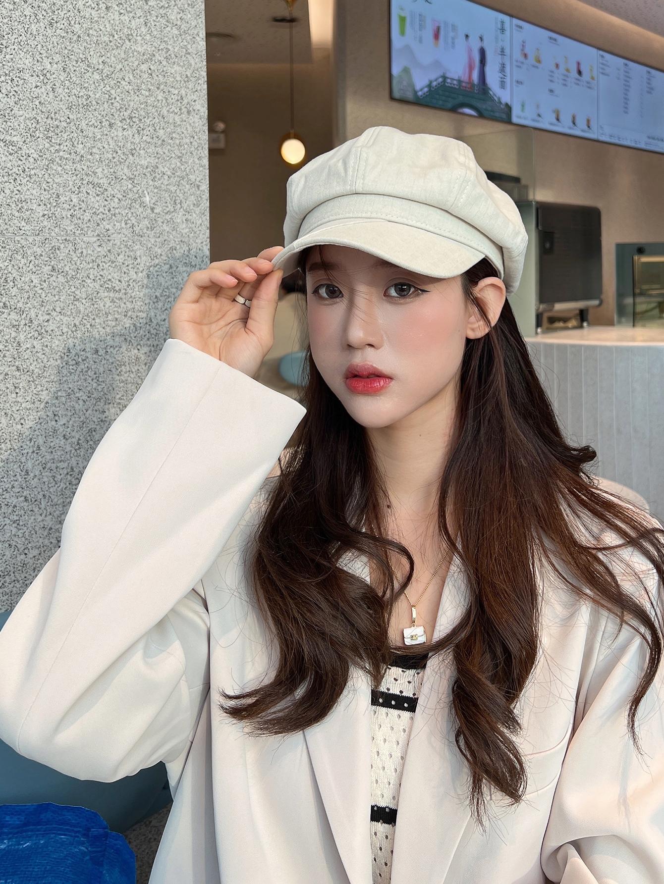 1 pieza alta calidad dama beige Boina , octagonal Gorra , grande cabeza ...