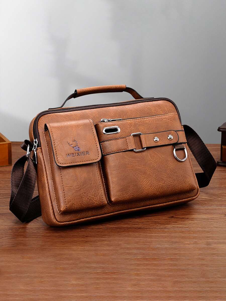 Men's PU Material Crossbody Bag Men's Business Crossbody Bag Portable ...