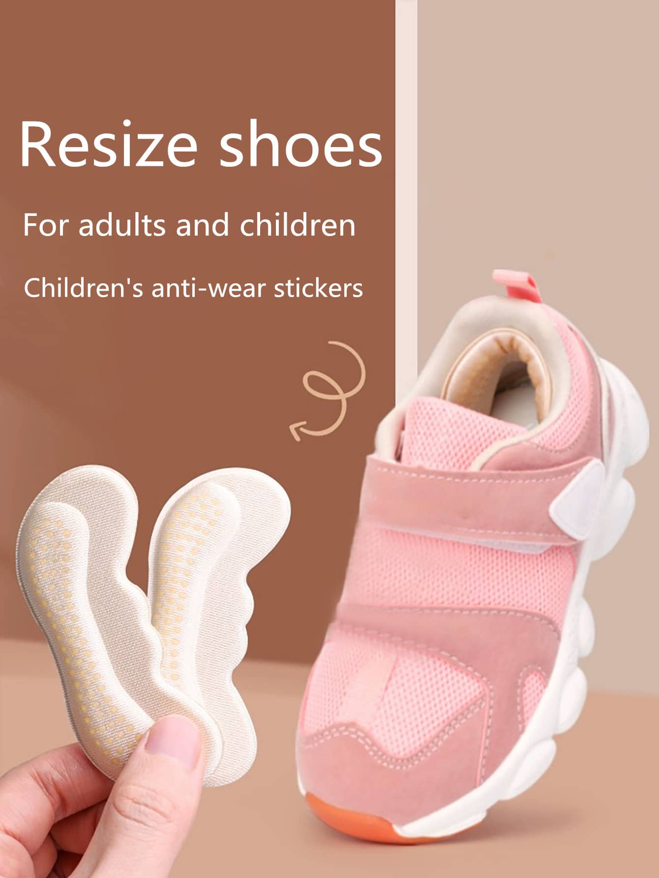 1pair Kids & Adults' Shoe Heel Sticker, Shoe Size Adjuster Half Insole ...