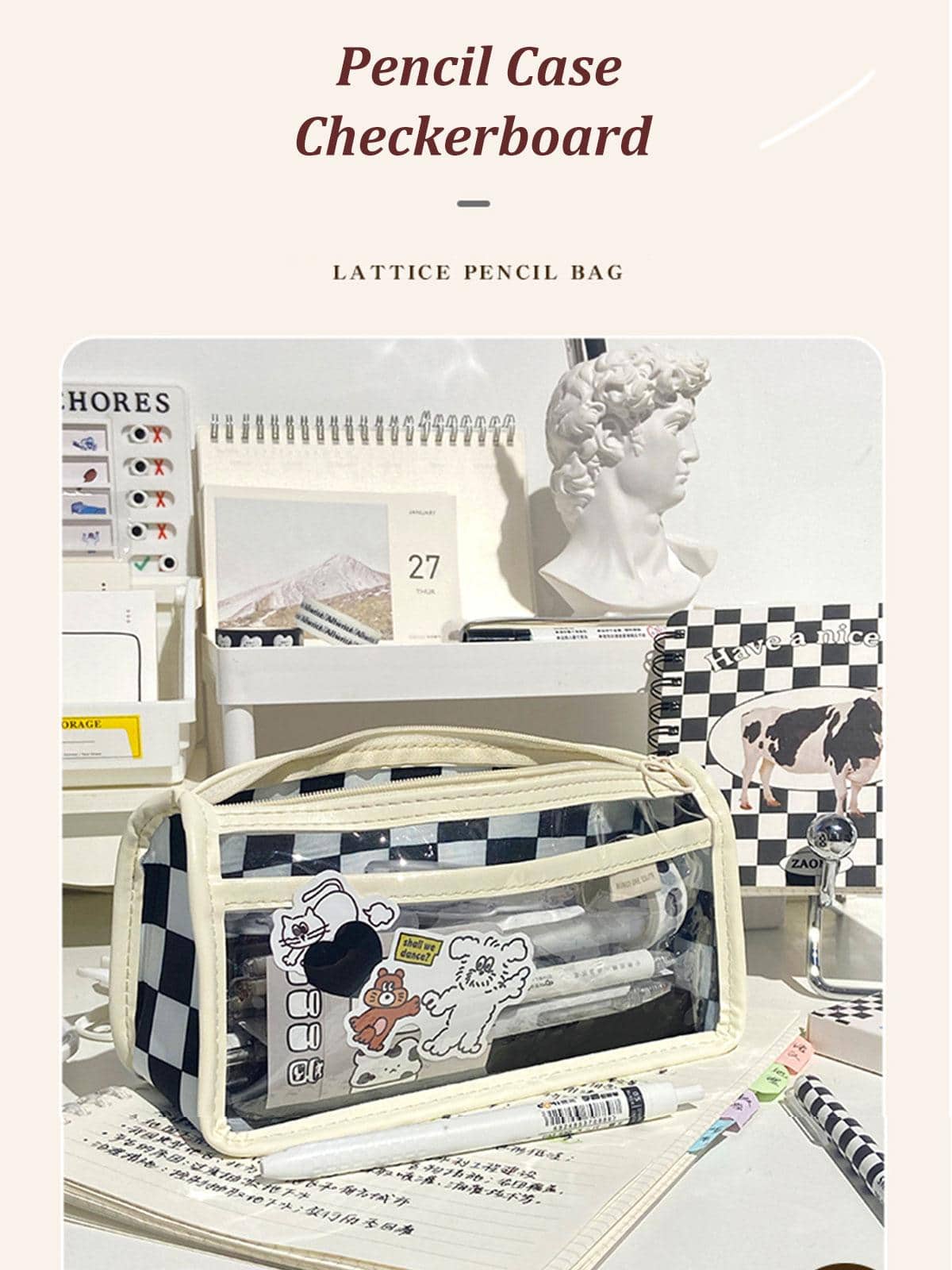 Checkered Pattern Pencil Case | SHEIN USA