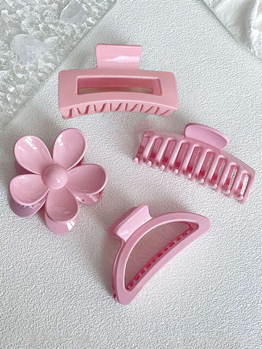 1/4pcs Cute Pink Sweet Hair Claw Clips, Suitable For Daily Wear | SHEIN USA