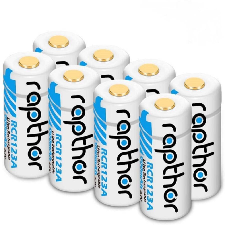 Rapthor RCR123A Battery 3.7v 900mAh CR123A Rechargeable Lithium ...