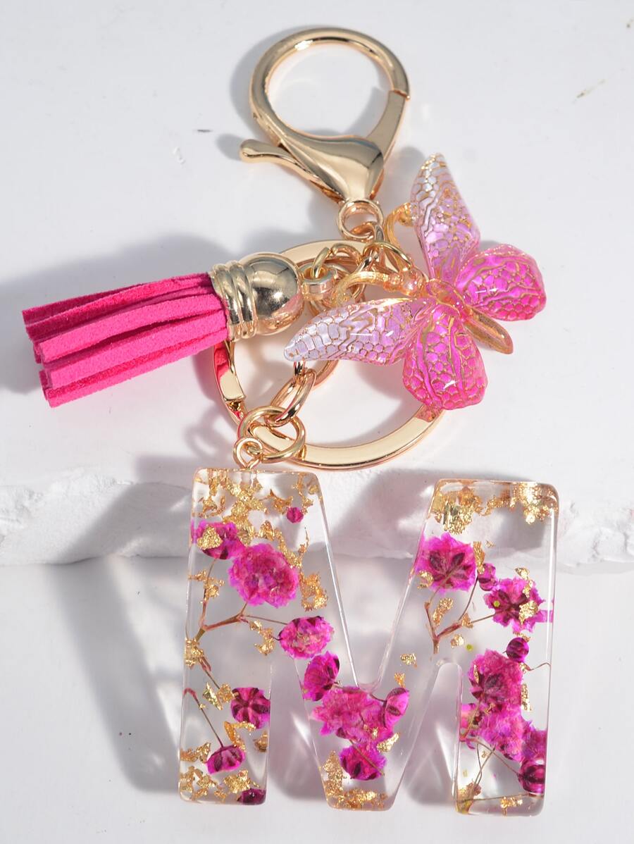 Boho Butterfly & Letter Charm Keychain | SHEIN EUR