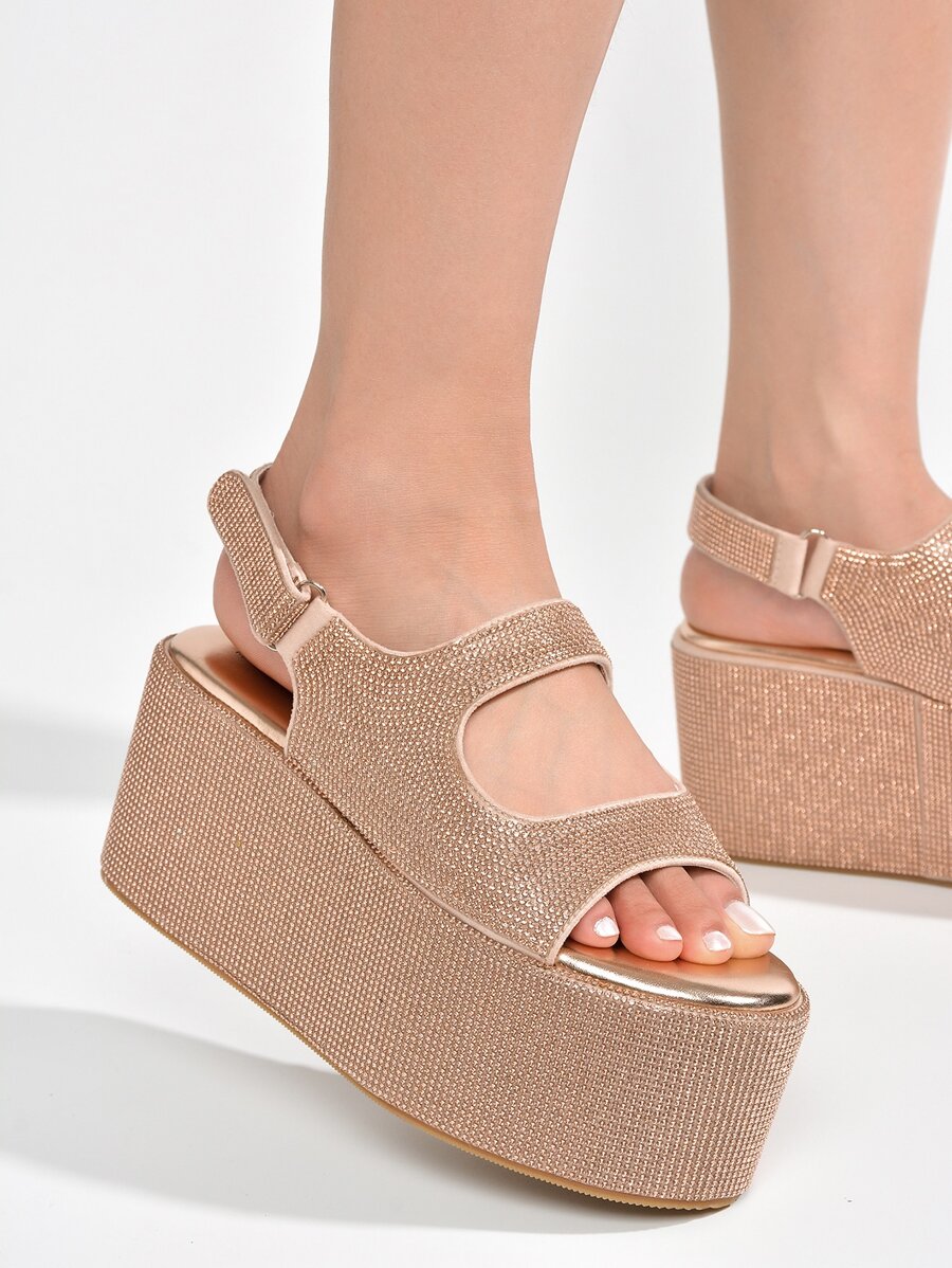 Cape Robbin Hestia Women's Rhinestone Coated Slingback Platforms ...