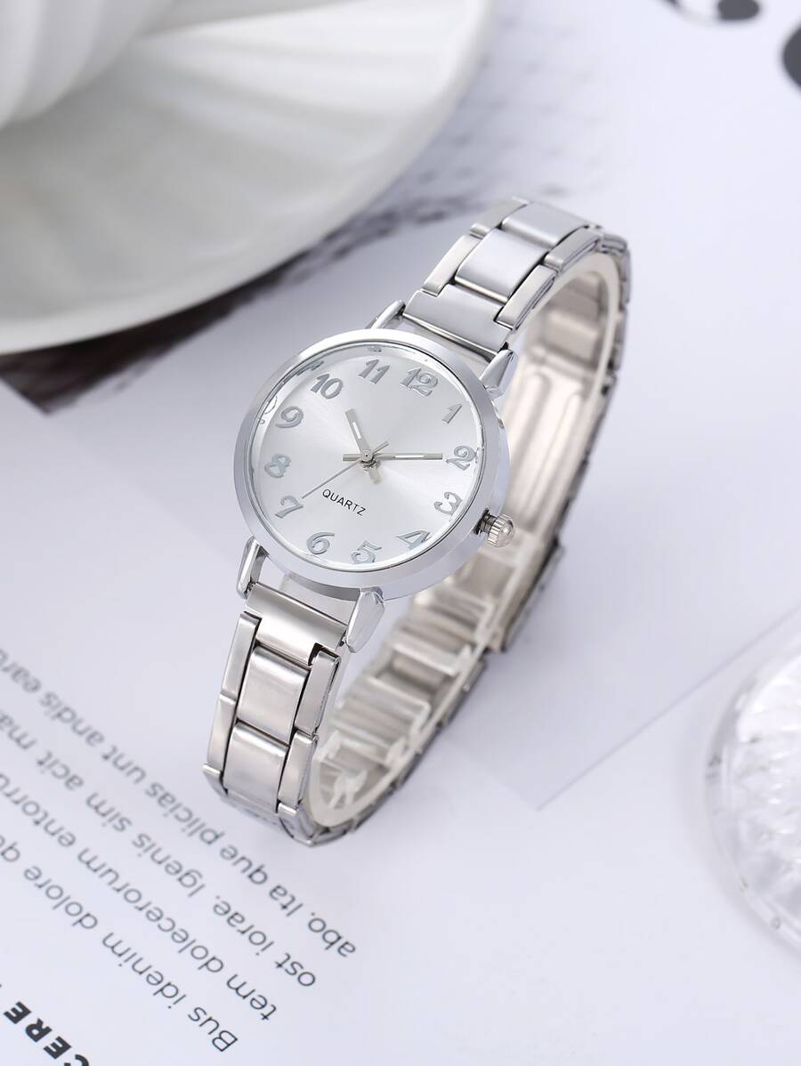 1pc Ladies' Stainless Steel Strap Quartz Watch With Arabic Numerals ...