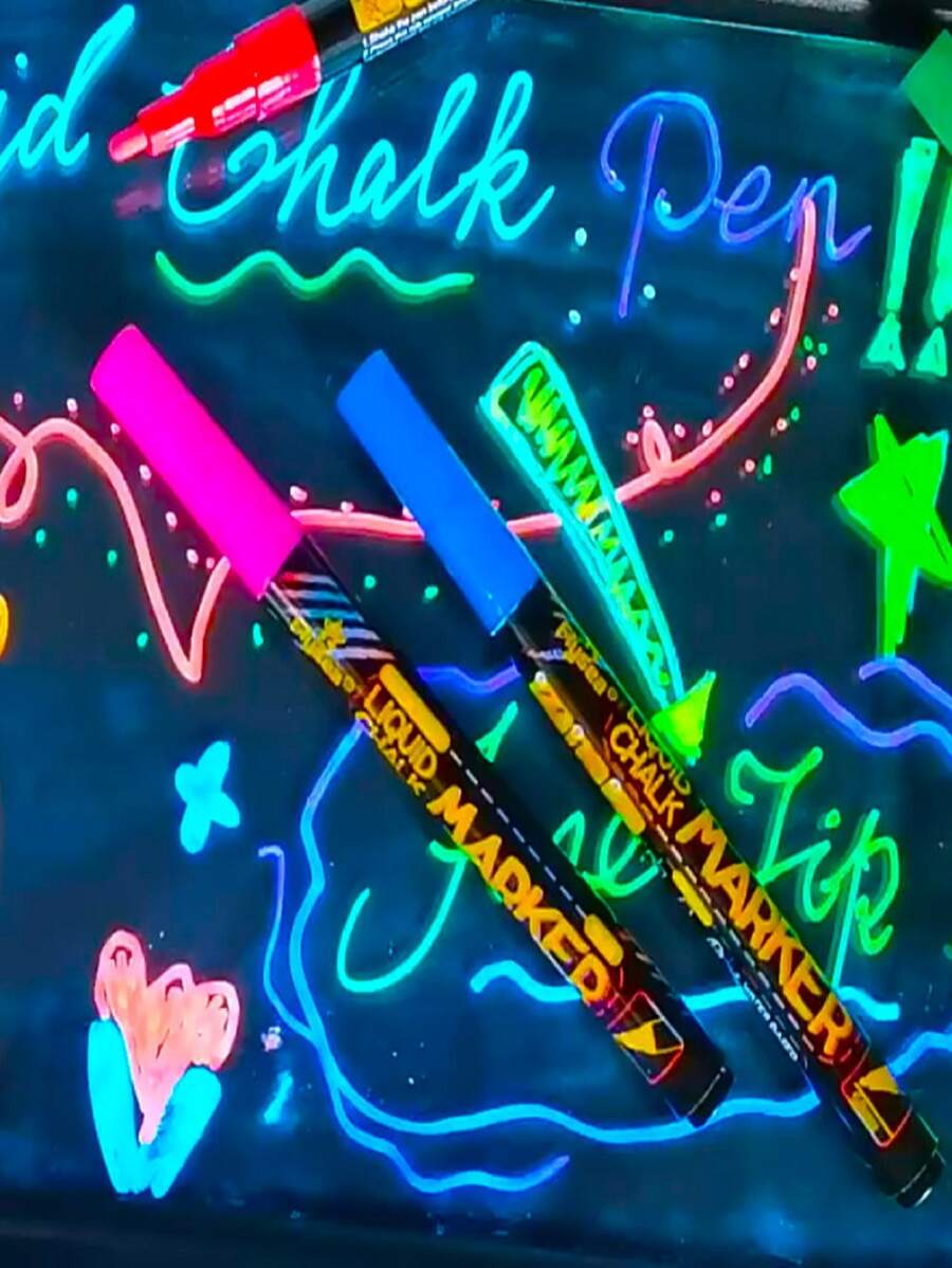 Led Electronic Fluorescent Pen/water Based/removable Liquid Chalk Pen/8 ...