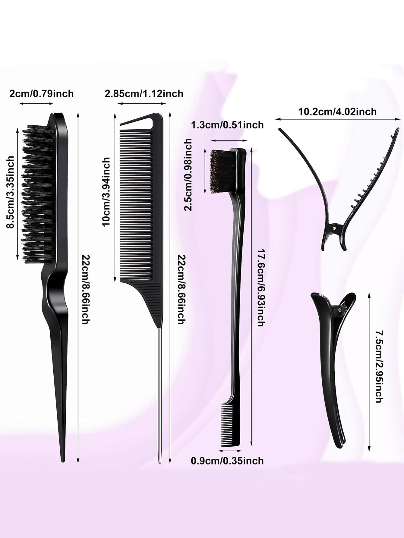 12pcs Nylon Salon Hairbrush Set Including Hair Dye Brush For Coloring ...