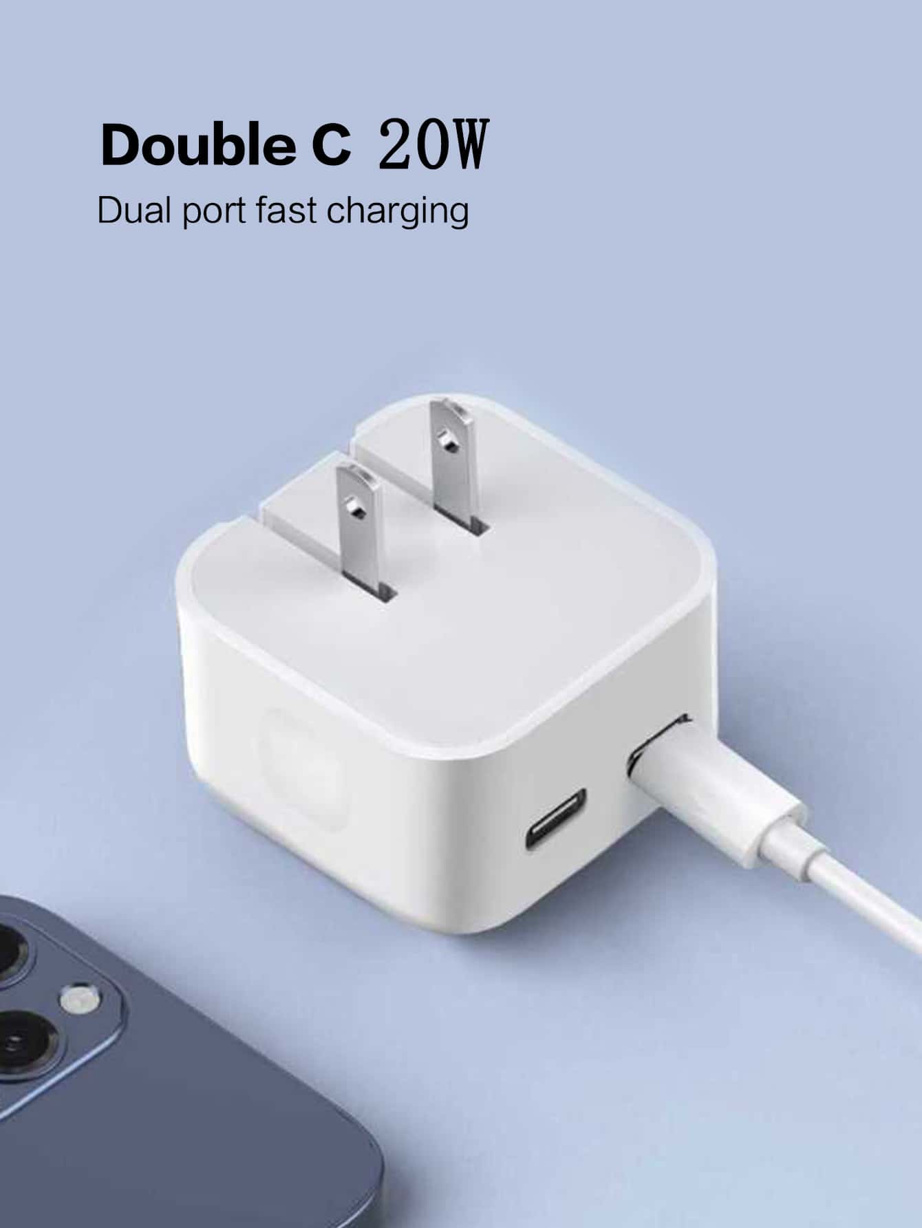PD Charging Head Dual Type-c Port 20W Fast Charging Mobile Phone Charger Plug Fast Charging Head ...