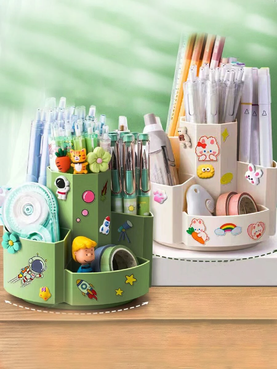 360 Degree Rotating Pen Holder Desk Storage Box With Large Capacity And ...