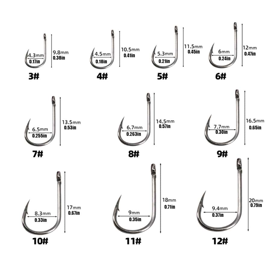 500pcs/box Iseama Fishing Hooks With Barbed & Circle & Ring Design ...